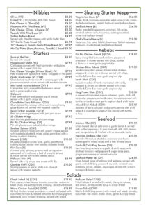 A la Carte Menu – A la Turka