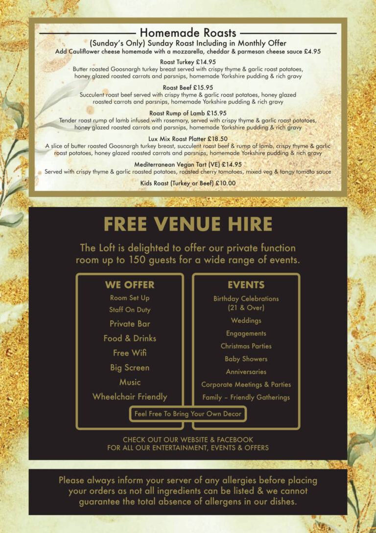 A la Carte Menu – A la Turka