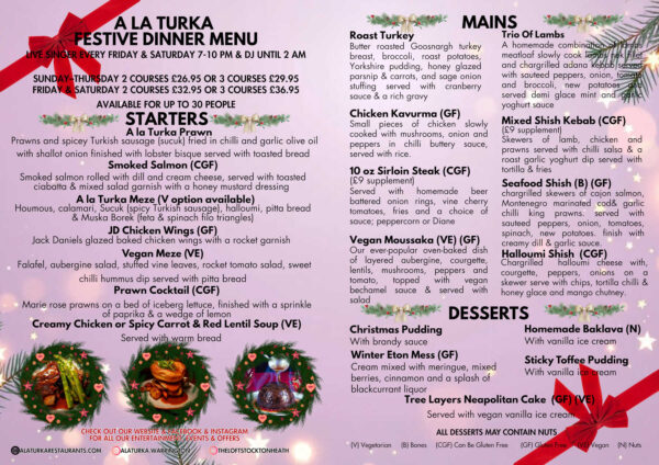 Christmas Menu – A la Turka