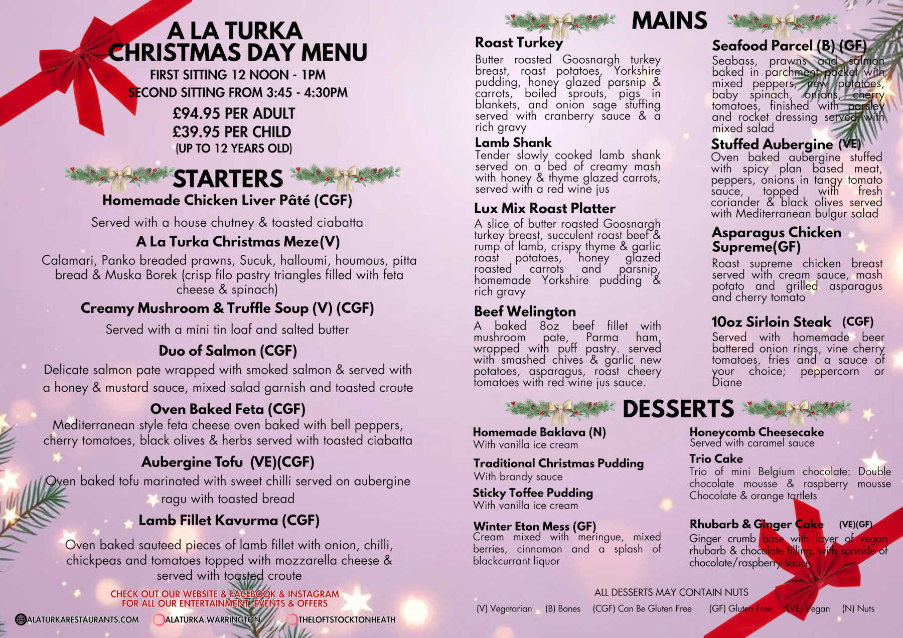 Christmas Menu – A la Turka