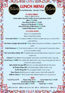 Lunch Menu – A la Turka